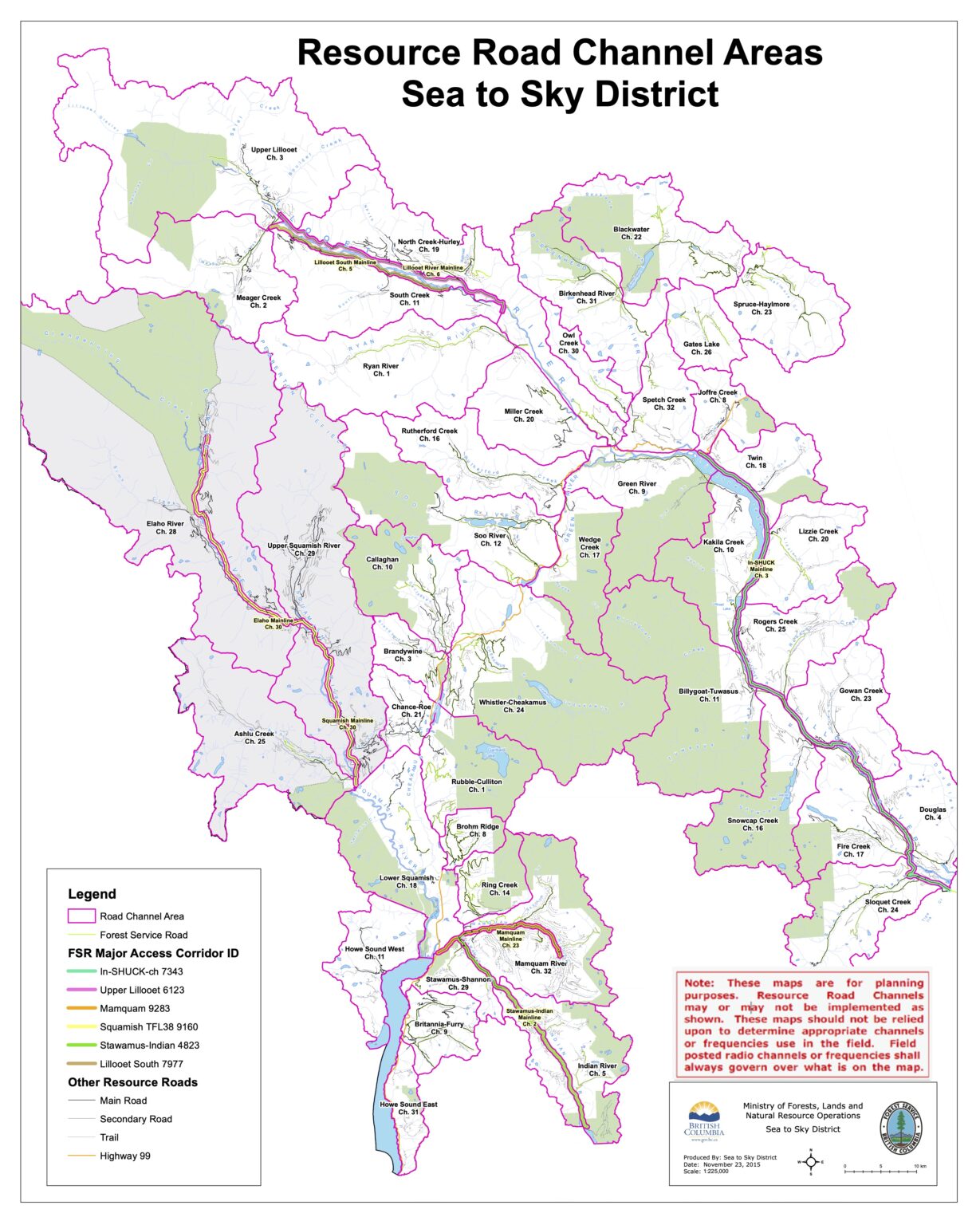 British Columbia Forest Service Road Radio Frequency - BC FSR • Toyota ...